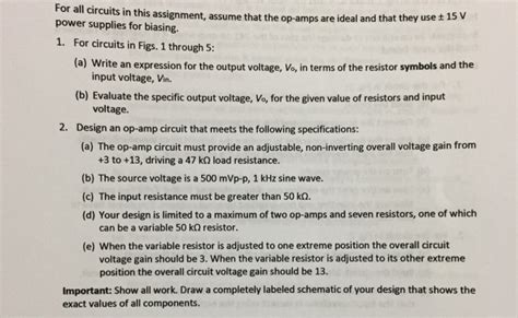 solved for all circuits in this assignment assume that the
