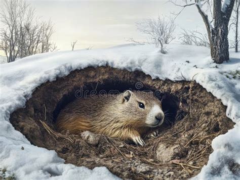 Winter Hibernation Exploring The Hidden Life Of Groundhogs Stock