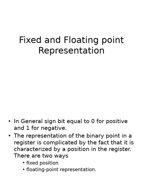 Fixed And Floating Point Representation Pdf Theory Of Computation