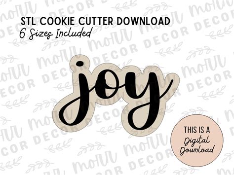 Joy Cookie Cutter Digital Download Christmas Stl File Download Holiday
