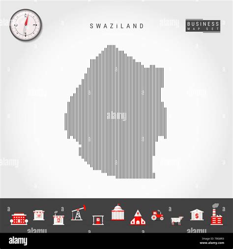 Vertical Lines Pattern Map Of Swaziland Striped Simple Silhouette Of Eswatini Realistic