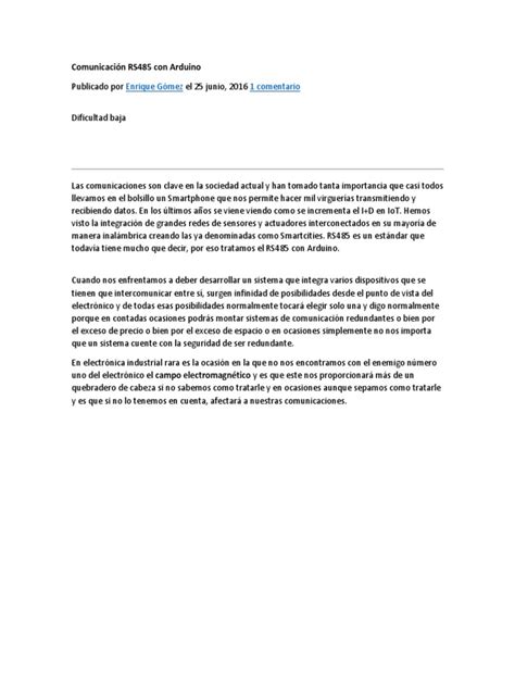 Proyecto 1 Comunicación Rs485 Con Arduino Pdf Duplex