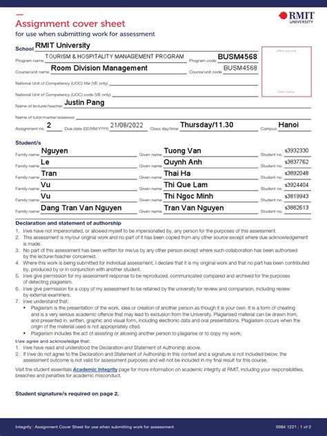Cover Sheet Pdf Pdf Plagiarism Communication