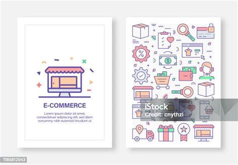 Desain Sampul Gaya Garis Konsep Ecommerce Untuk Laporan Tahunan Flyer