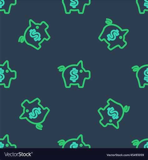 Line Piggy Bank Icon Isolated Seamless Pattern Vector Image