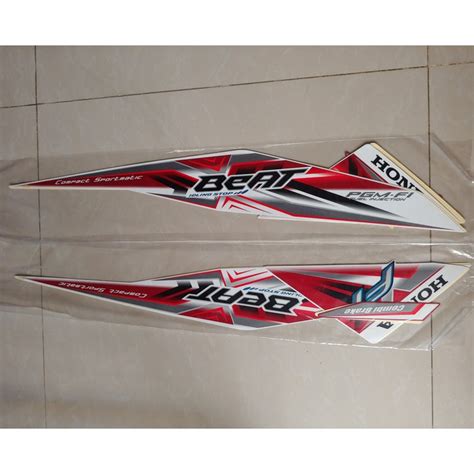 Jual Sticker Standart Ori Motor Stiker Bodi Lis Body Striping Beat Fi Putih Merah