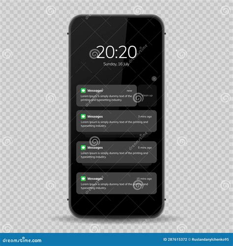 Notification Screen Ui Design Phone Notification Windows Template On A