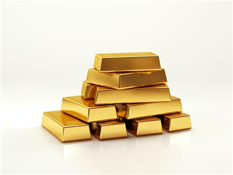 Gold Bars Object On White Studio Background Ai Generative