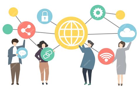 Png 인터넷 네트워크 스티커 연결 투명한 배경 프리미엄 사진