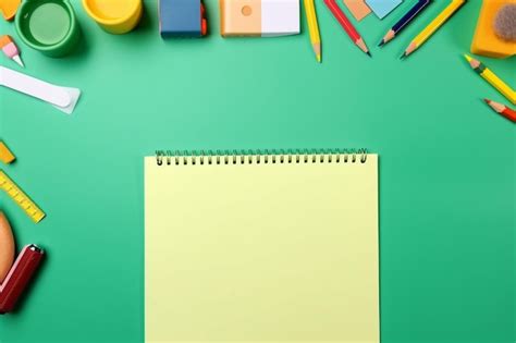 Premium AI Image Stationery And Office Stuff On Green Board Background With Copy Space