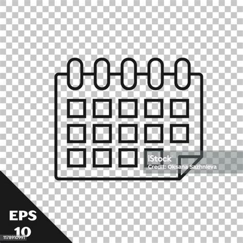 在透明背景上隔離的黑線日曆圖示事件提醒符號 向量插圖向量圖形及更多事件圖片 事件 個人備忘錄 商務 Istock