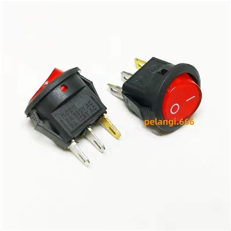 Jual Saklar Lampu Bulat 3 Pin Kaki Saklar Rocker Switch Lampu Bulat On