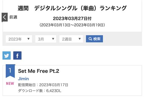 BTS Charts Translations On Twitter BTS Twt Jimin S Set Me Free Pt Tops Oricon S Weekly