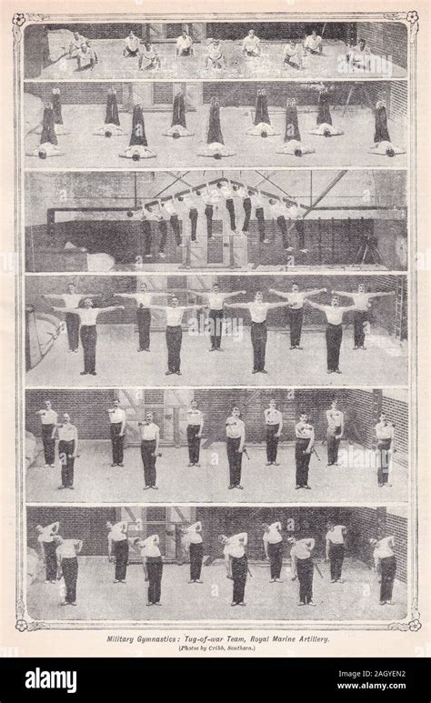 Vintage Black And White Photos Of Military Gymnastics Tug Of War Team