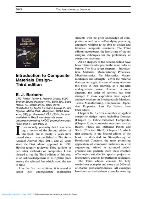 Introduction To Composite Materials Design Third Edition E J