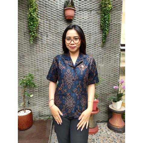 Jual Kemeja Kantoran Endek Wanita Motif Rantai Shopee Indonesia