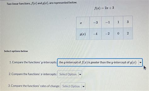 Solved Two Linear Functions Fx And Gx Are Represented Below F