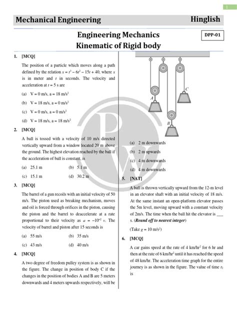 Kinematics Of Rigid Bodies Dpp 01 Pdf Kinematics Acceleration