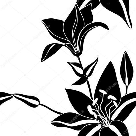 白い背景の上の装飾的なユリの花シルエット — ストックベクター © Geraria 31263493