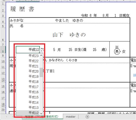 履歴書・無料excelテンプレート｜jis規格準拠形式・便利な入力補助付き Biz Nextテンプレート