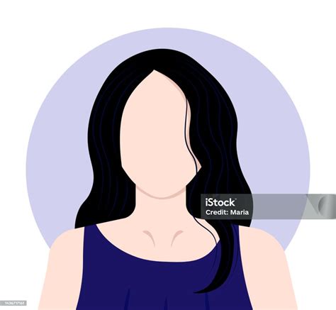 물결 모양의 머리카락을 가진 젊은 여성의 평면 벡터 일러스트 레이 션 검정 머리에 대한 스톡 벡터 아트 및 기타 이미지 검정