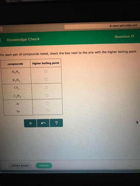Solved Knowledge Check Question 17 For Each Pair Of