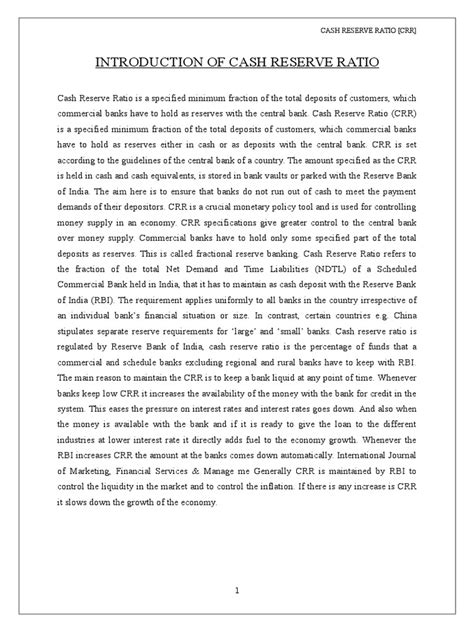 cash reserve ratio pdf reserve bank of india reserve requirement