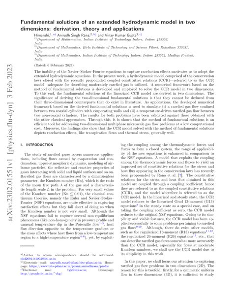 Pdf Fundamental Solutions Of An Extended Hydrodynamic Model In Two Dimensions Derivation