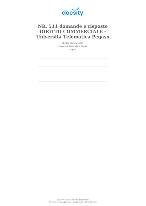 Docsity Nr 511 Domande E Risposte Diritto Commerciale Universita