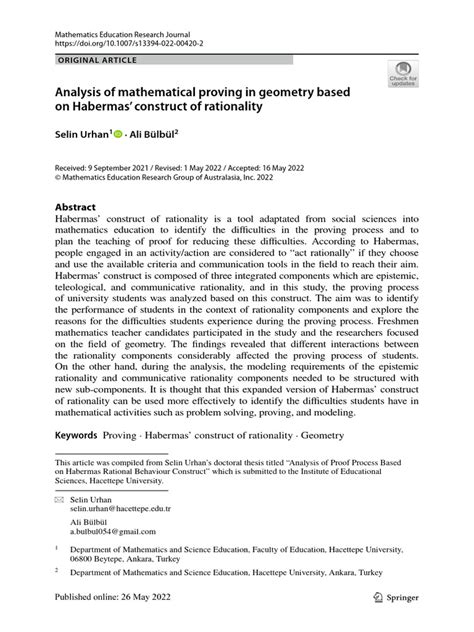 Analysis Of Mathematical Proving In Geometry Based Pdf Mathematics