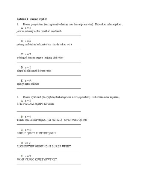 Latihan 2 Caeser Cipher Pdf