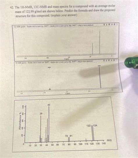 Solved 42 The Ih Nmr 13c Nmr And Mass Spectra For A
