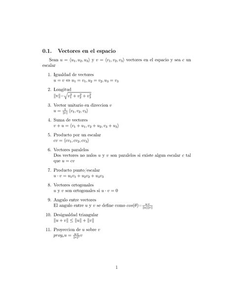 Apuntes Vectores 0 Vectores En El Espacio Seanu U 1 U 2 U 3 Yv V 1 V 2 V 3