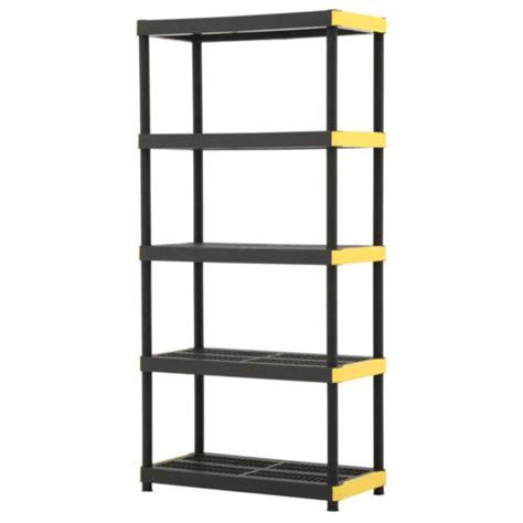 Multi Purpose 5 Tier Plastic Garage Storage Shelving Unit 36in Wx 74in