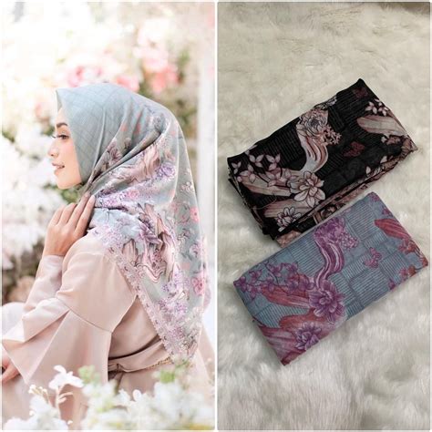 Jual Hijab Voal Motif Premium Hijab Segi Empat Voal Motif Premium Laser Cut Jilbab Voal