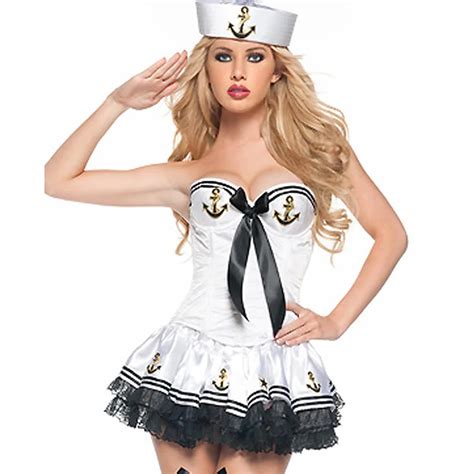 2017 New Halloween Sailor Costume Women Uniform Sexy Square Neck Short