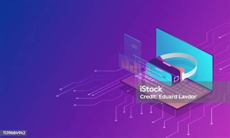 웹 디자인을 위한 현대적인 템플릿입니다 정보 기술 벡터 일러스트 레이 션 개념입니다 디지털 가제트 과학 배경입니다 추상 Vr