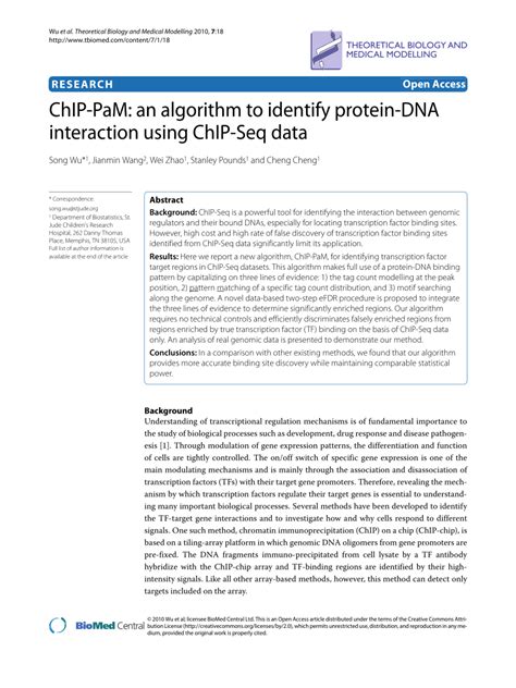pdf chip pam an algorithm to identify protein dna interaction using chip seq data