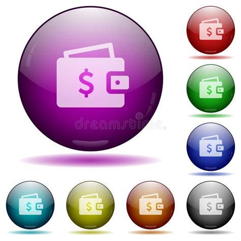 Dollar Wallet Glass Sphere Buttons Stock Vector Illustration Of