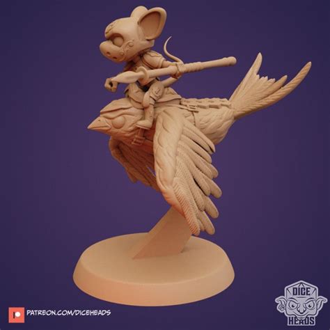 Dice Heads Mouse Swallow Rider Rpg Miniature In Resin Etsy