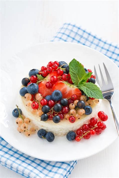 Mini Cheesecake With Fresh Berries Top View Stock Image Image Of
