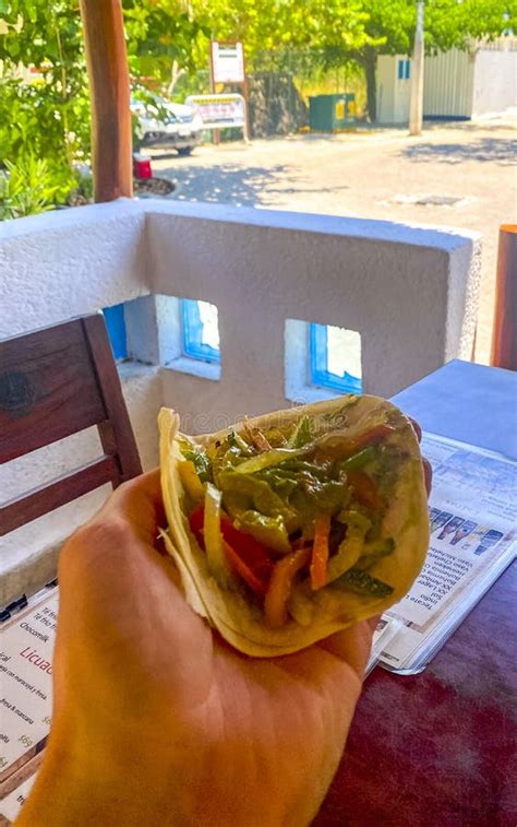 Eating Mexican Tacos In The Restaurant In Mexico Editorial Image