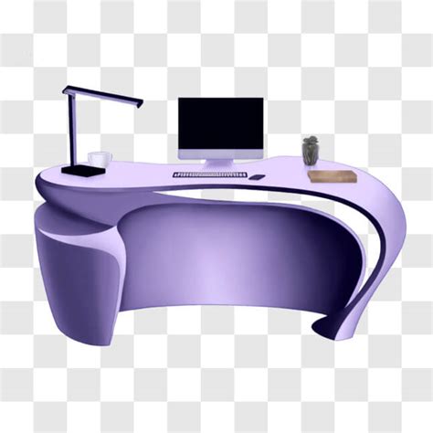 Download Purple Curved Computer Desk With Laptop And Office Supplies