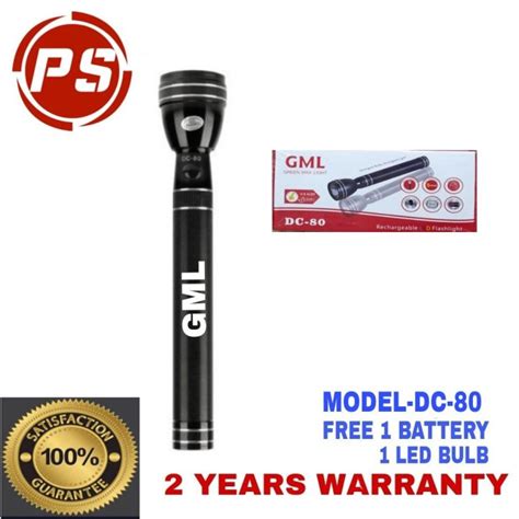 Gml Light Model Dc 80 3 Battery Rechargeable Led Heavy Duty Torchlight [made In Germany