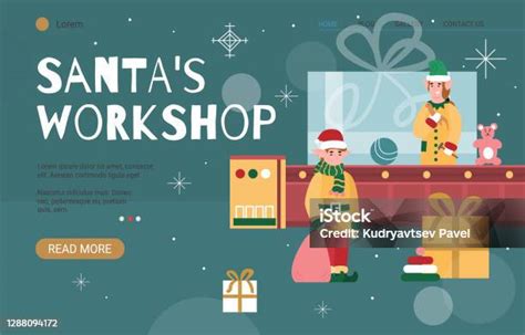 선물 만화 벡터 일러스트를 포장 엘프와 산타 워크샵 웹 사이트 워크숍에 대한 스톡 벡터 아트 및 기타 이미지 워크숍 산타 클로스 벡터 Istock