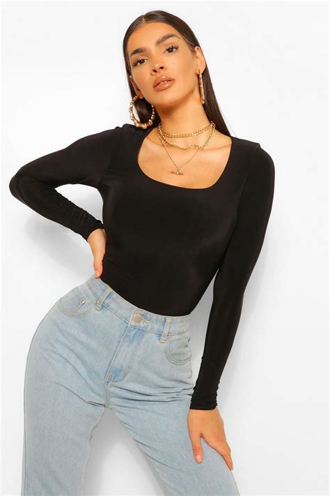 Double Layer Scoop Neck Bodysuit Boohoo