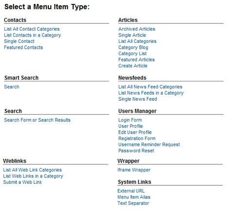 Help25menus Menu Item Manager Edit Joomla Documentation