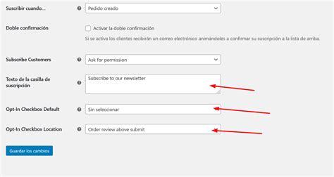 Checkbox Suscripcion Lista Administración Wordpress R
