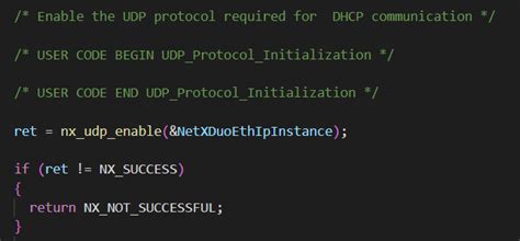 Azure Rtos Cant Enable Both Dhcp And Udp Stmicroelectronics Community