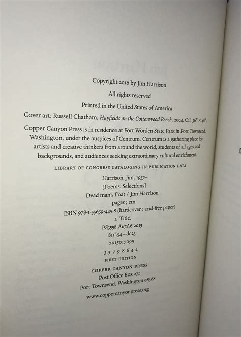 Dead Mans Float First Edition By Jim Harrison As New Hardcover